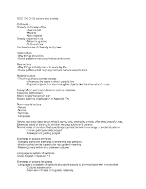 SOC 100 CH 7 - SOC 100 CHAPTER NOTES - SOC 100 CH 7 Homophily ...
