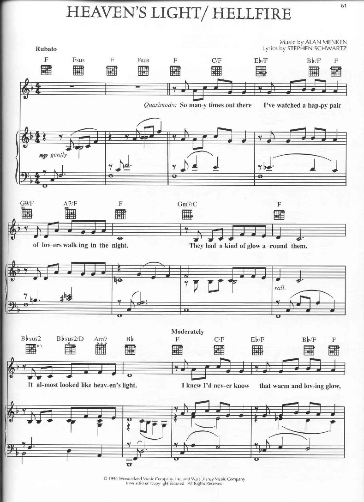 The Hunchback of Notre Dame-Heavens Light Hellfire-Sheet Music Exchange ...