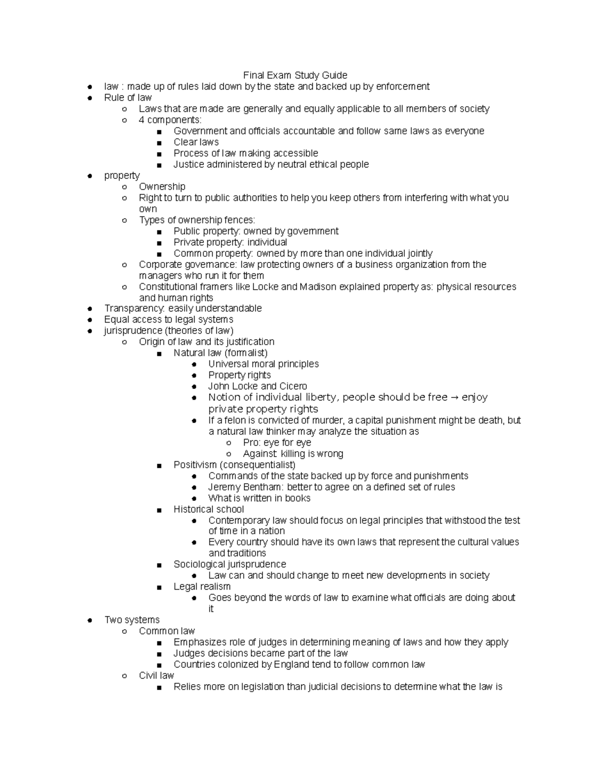 Legl-2700-Final - Study Guide - Final Exam Study Guide law : made up of rules laid - Studocu