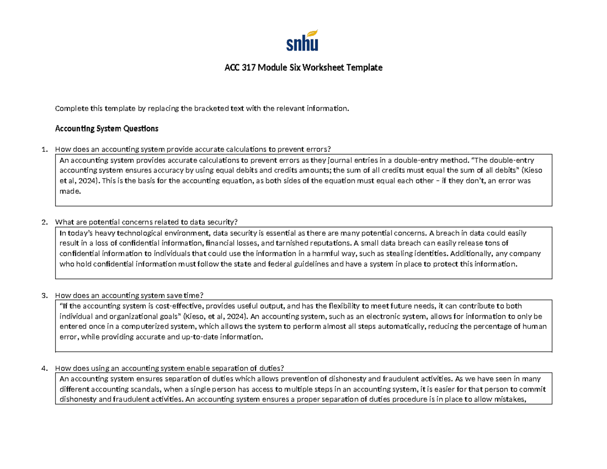 ACC 317 Module Six Worksheet Template - ACC 317 Module Six Worksheet ...
