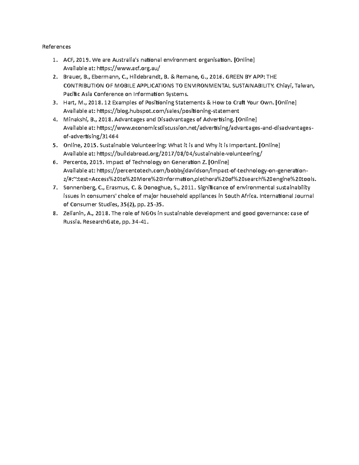Articles - Lecture notes additional information - References ACF, 2019 ...