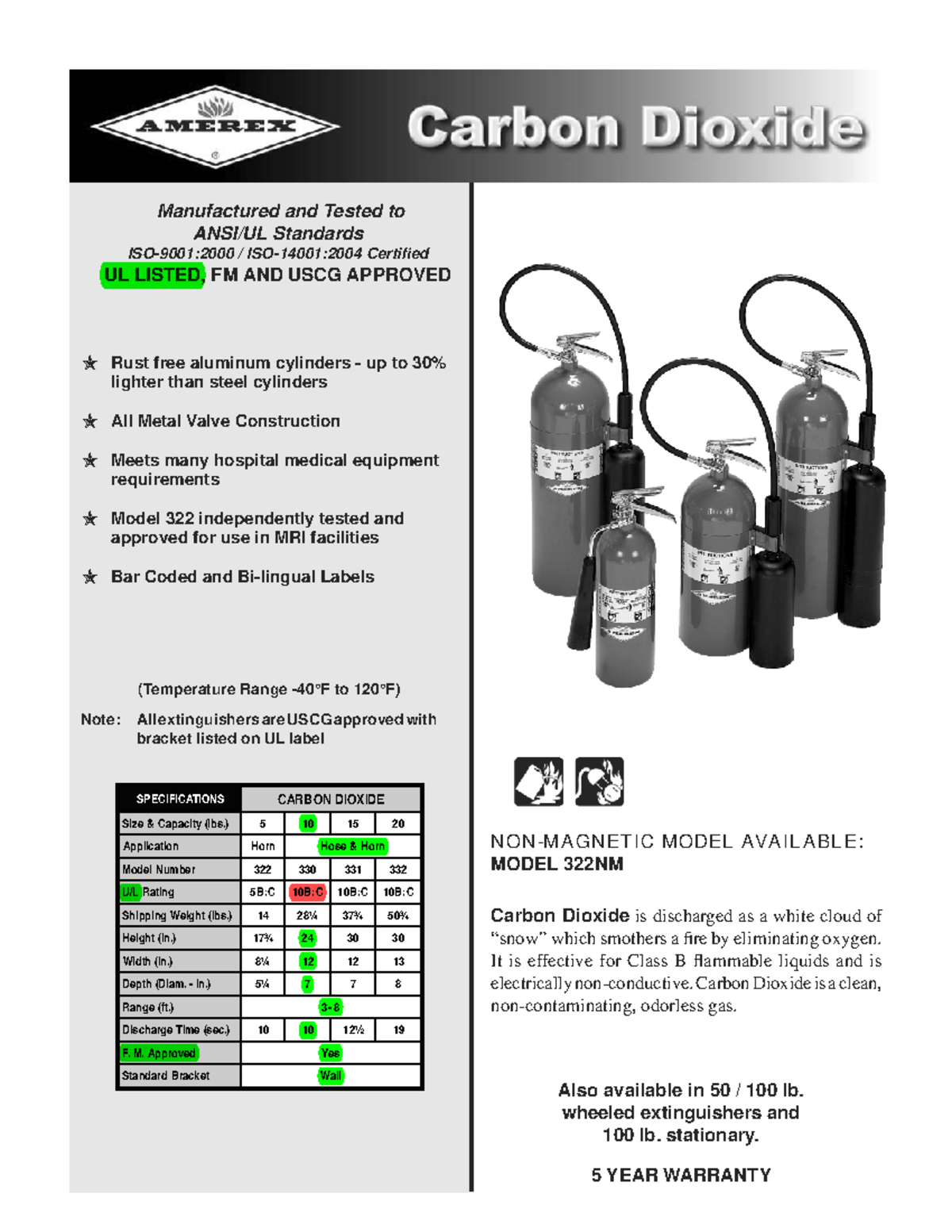 CO2 10 lb - CO2 - 5 YEAR WARRANTY 0 Rust free aluminum cylinders - up to 30% lighter than steel ...