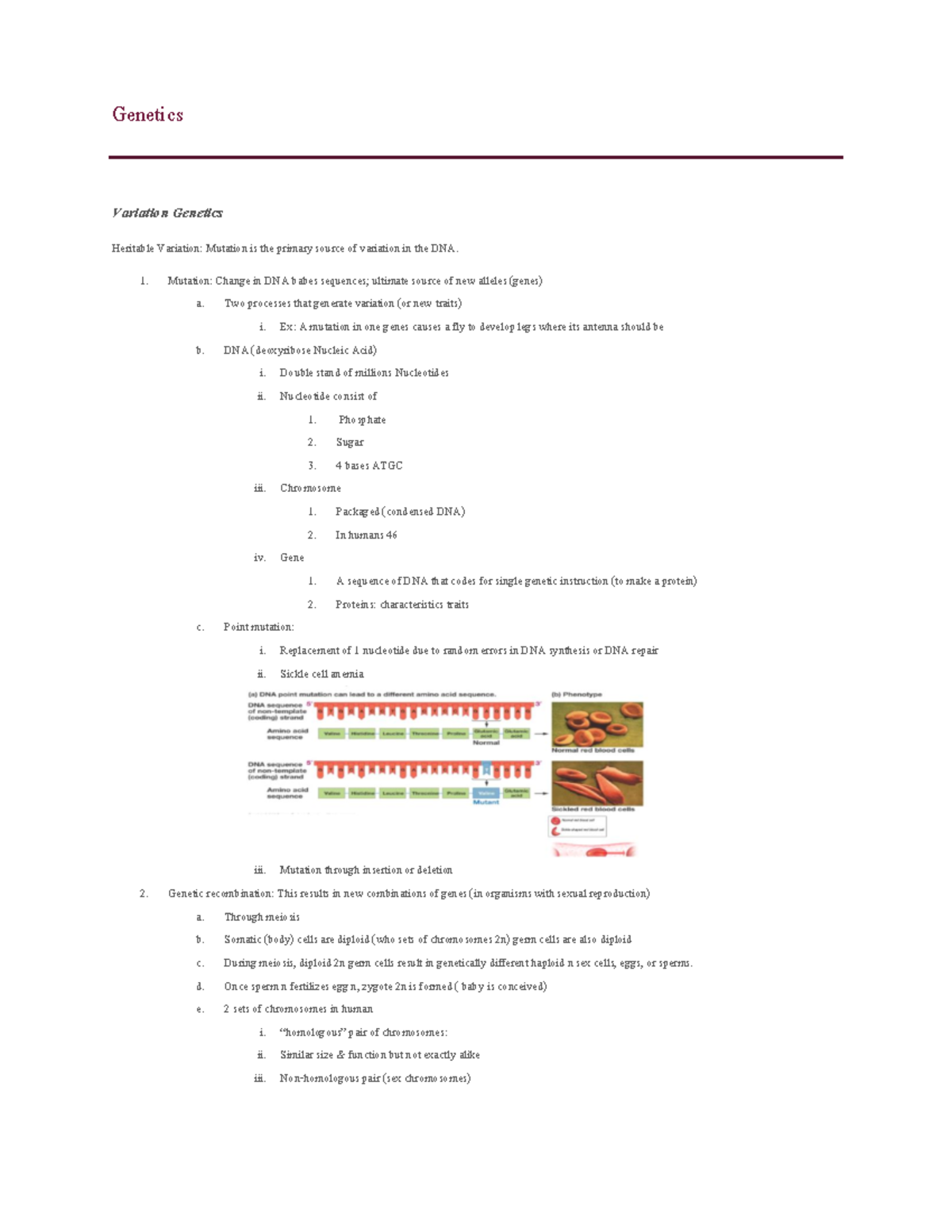 BIo notes midterm 2 - Sdansdlknaslkd - Genetics Variation Genetics ...