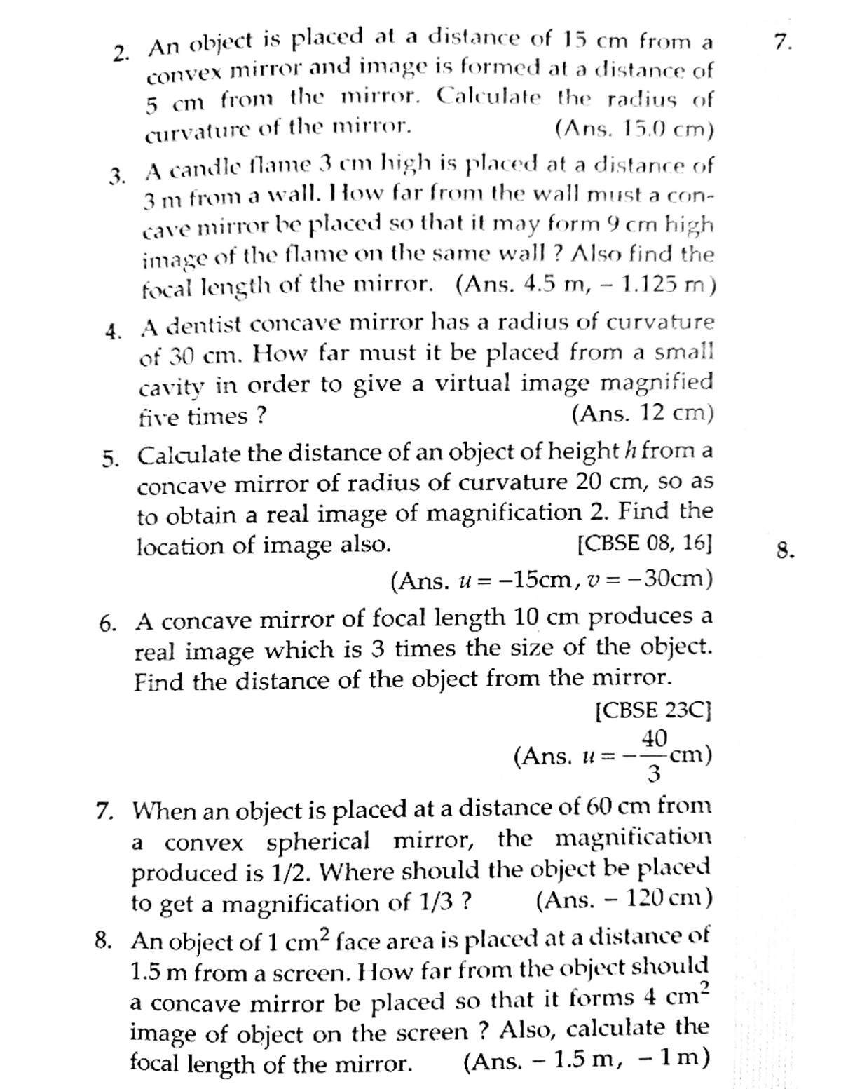 Ray optics question - 2. An object is placed at a distance of 15 cm ...