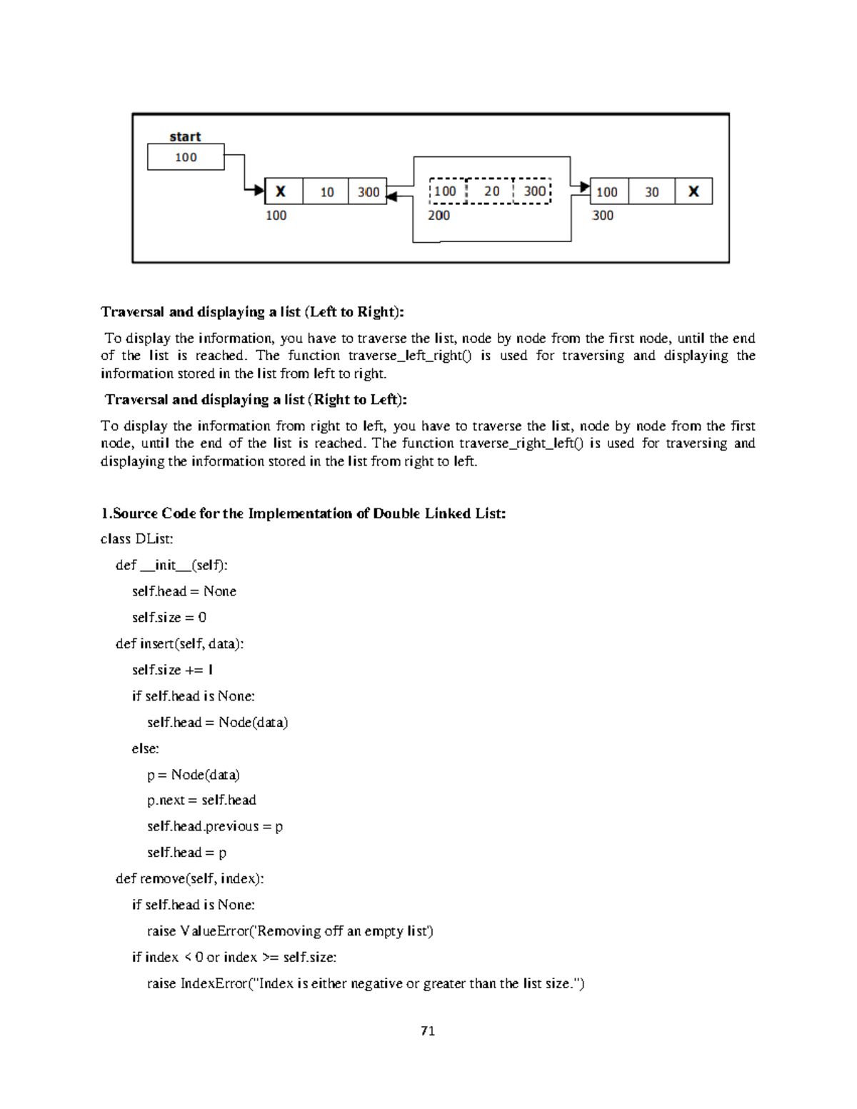 Traversal and displaying a list (Left to Right) and Doubly Linked lis ...