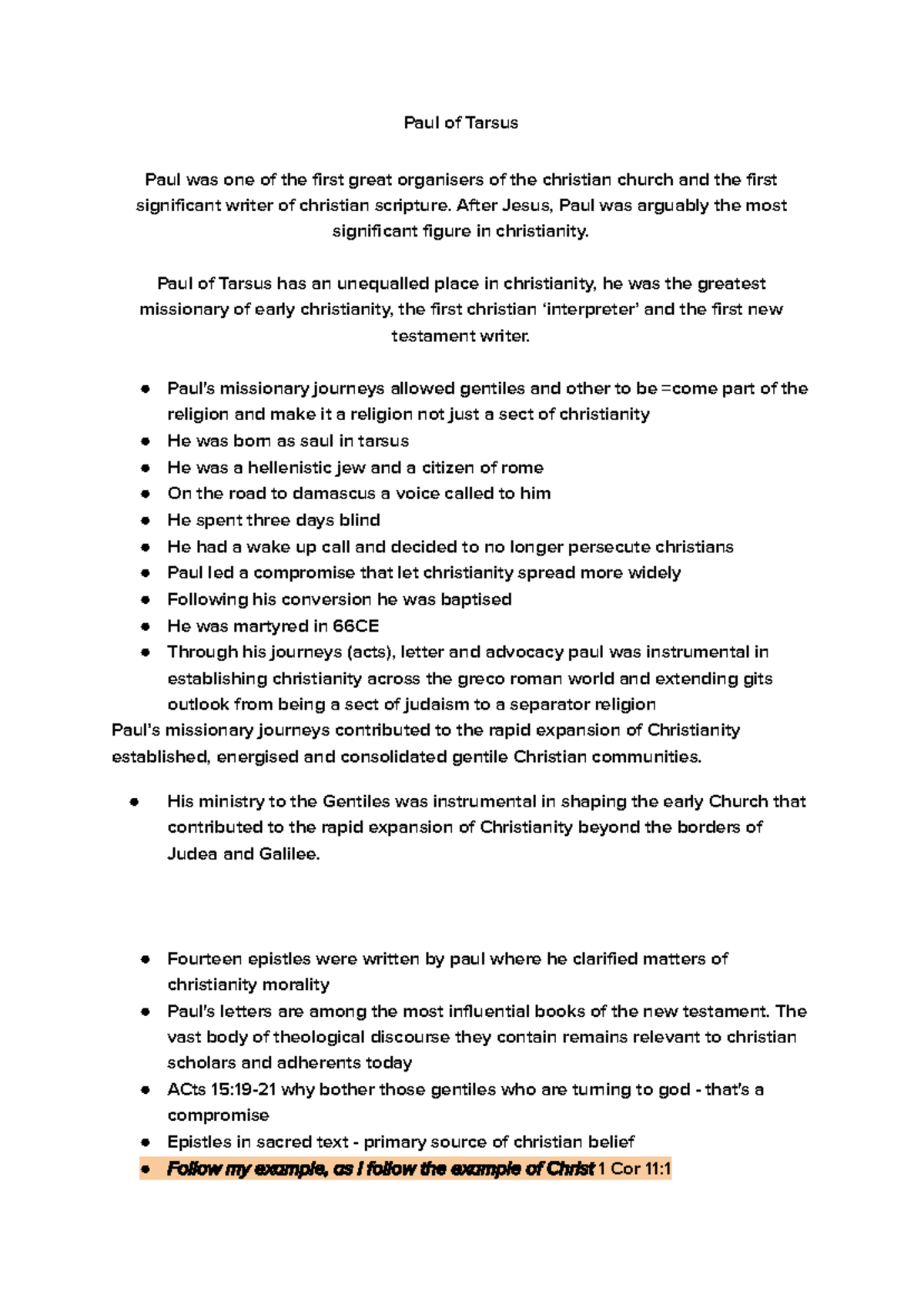 Paul of Tarsus - Notes + Quotes - Paul of Tarsus Paul was one of the ...