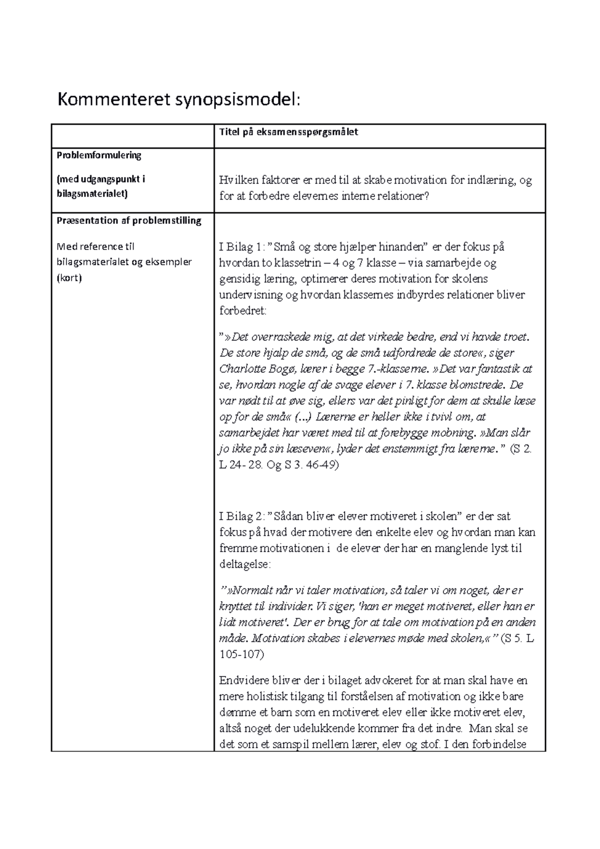 Eksempel synposis psykologi - Kommenteret synopsismodel: Titel på ...