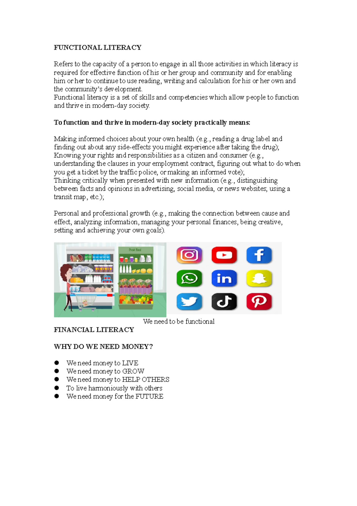 NSTP Reviewer - Yes - FUNCTIONAL LITERACY Refers to the capacity of a ...