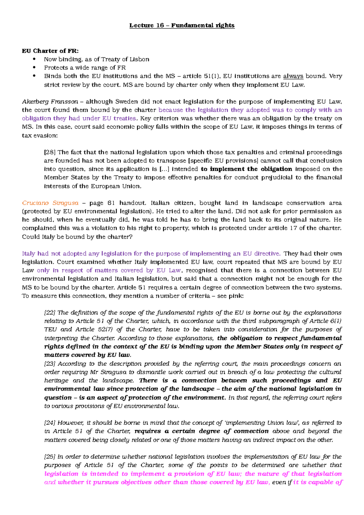 Law and Policy of the European Union – Fundamental Rights and ...
