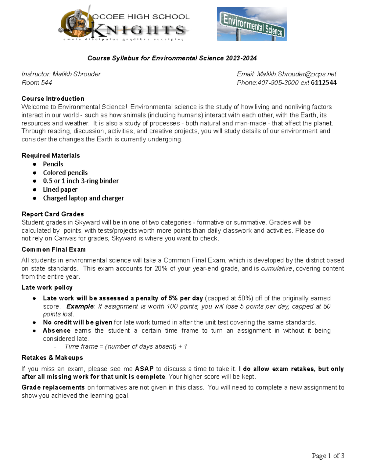 Copy of Environmental Science Syllabus 23 24 - shrouder - Course ...