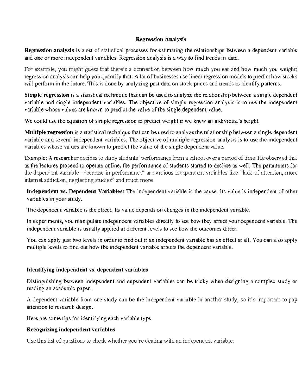 3. Regression Analysis - Regression Analysis Regression analysis is a set of statistical ...