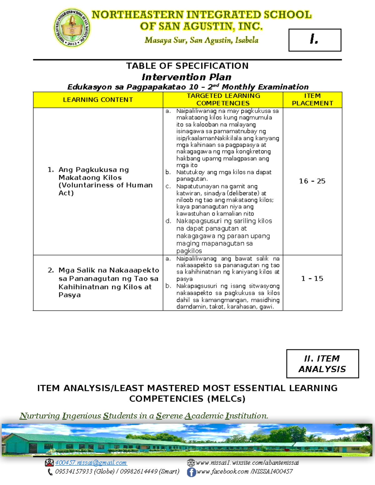 ESP 10 GOLD TOS 2nd montlty 22-23 - Nurturing Ingenious Students in a ...