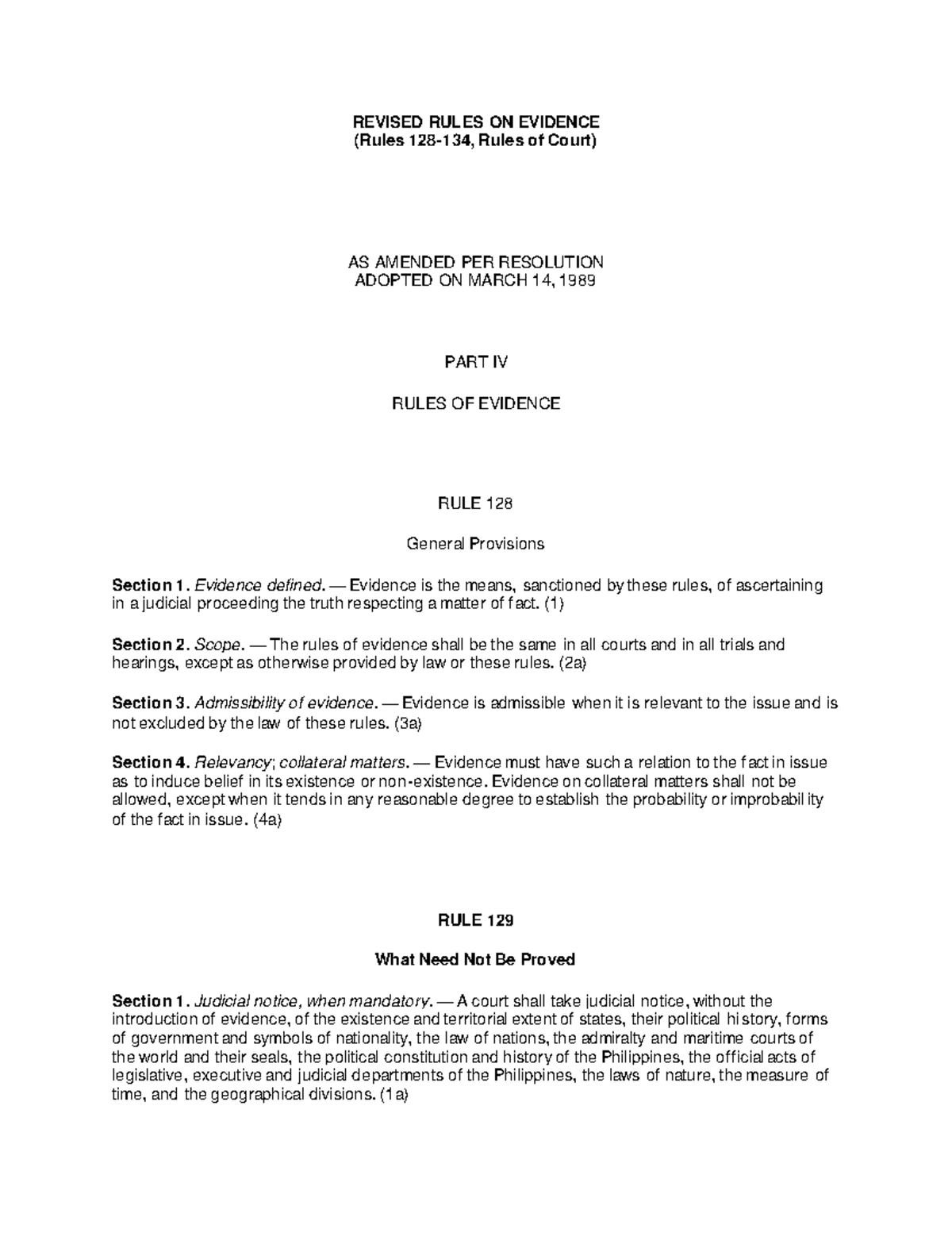 Codal 130 for evidence rules needed as guide - REVISED RULES ON ...