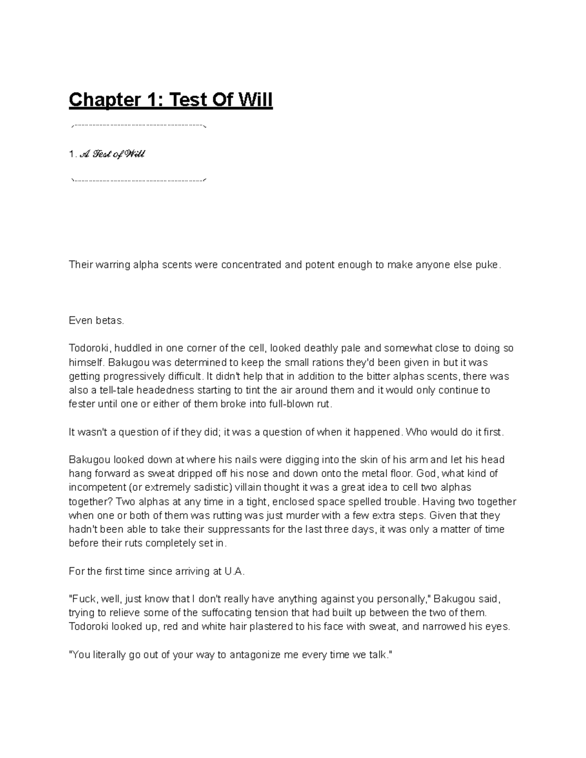Two Alphas on a Leash-A Creative Writing Short Story[ESSAY] - Chapter 1 ...