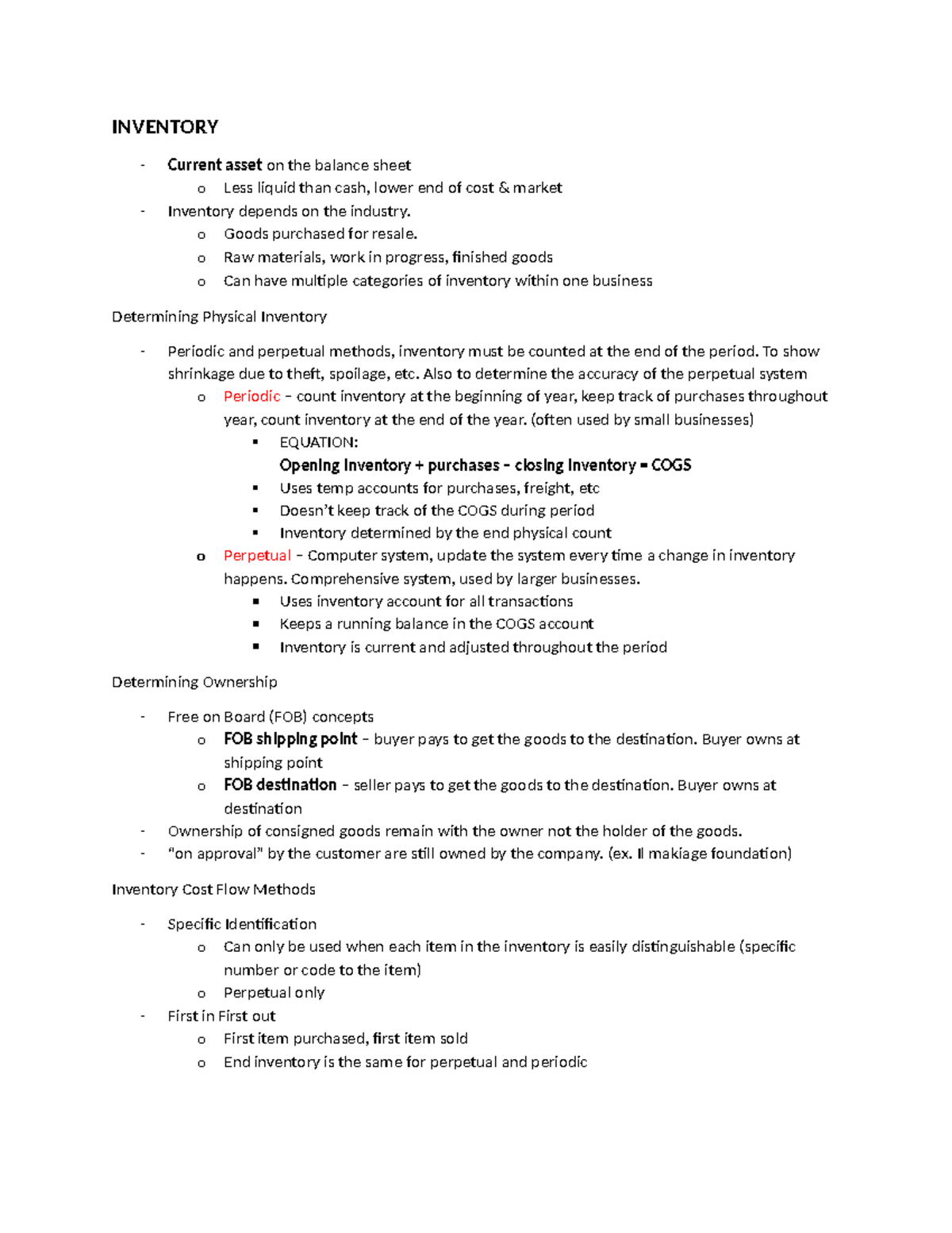 Accounting Inventory - INVENTORY Current asset on the balance sheet o ...