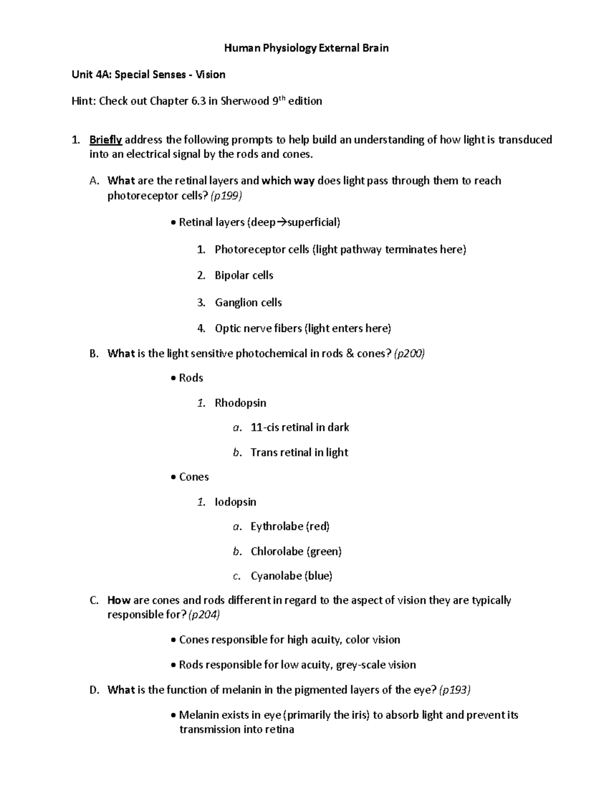 EB Unit 4A - external brain 4a - Warning: TT: undefined function: 32 Human Physiology External ...