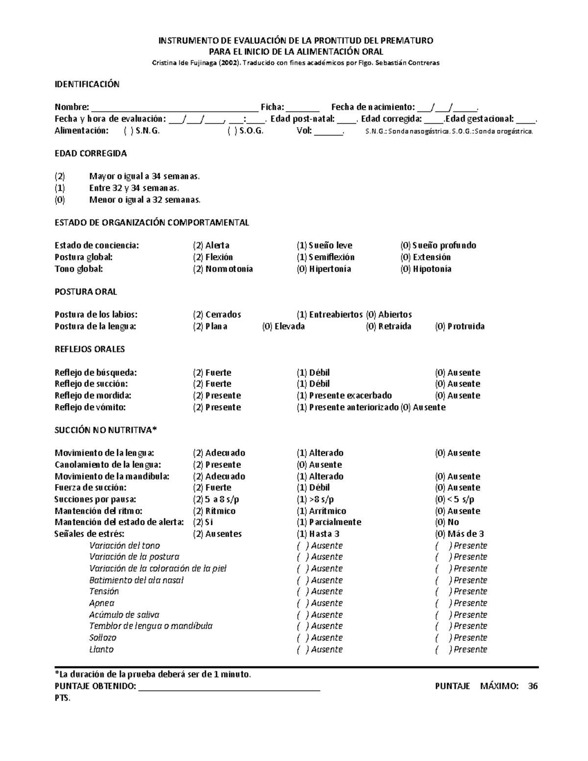 Pautas evaluación en RNT Y RNPT - INSTRUMENTO DE EVALUACIÓN DE LA ...