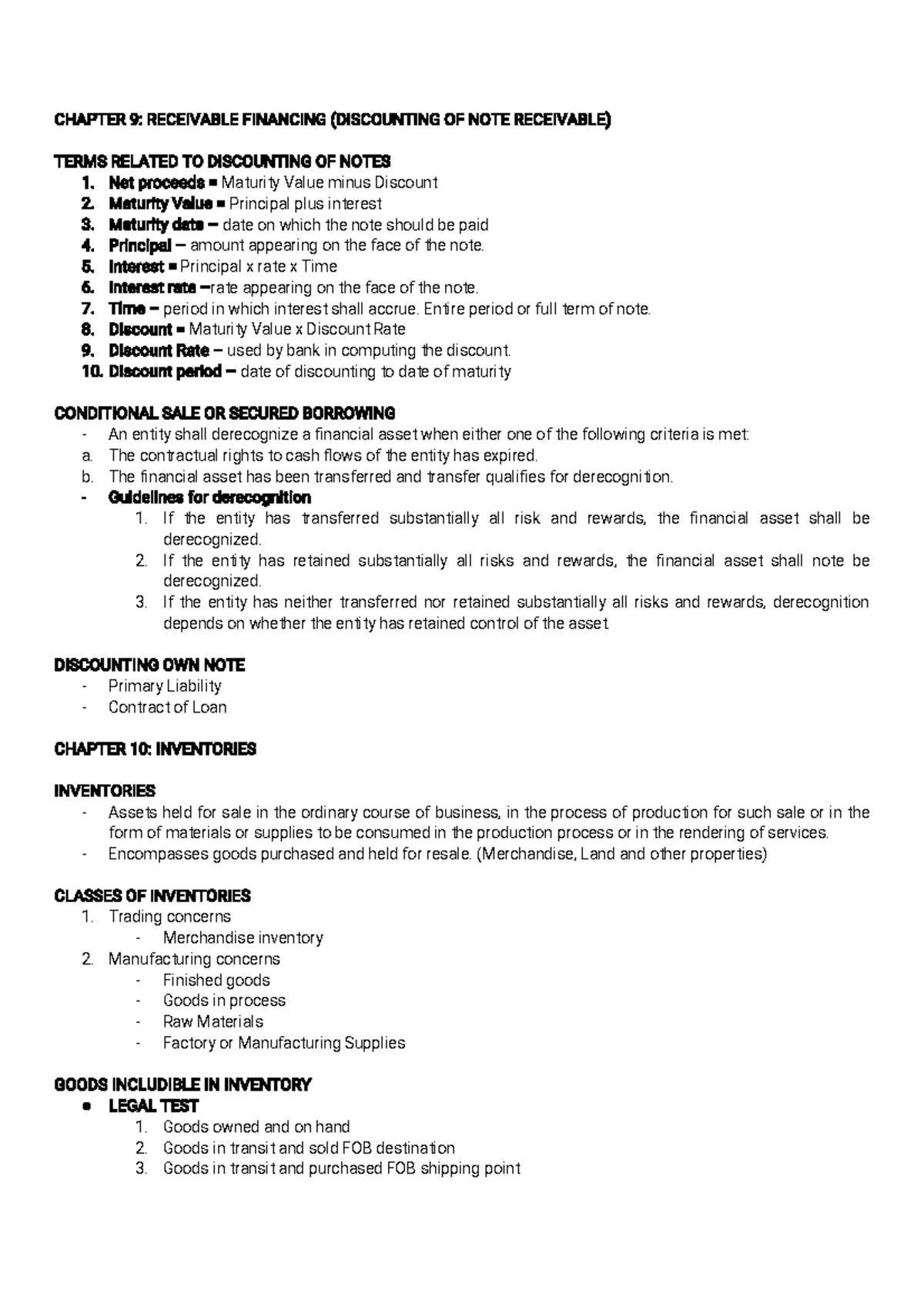 Intacc- Receivable Financing AND Inventories - CHAPTER 9 : RECEIVABLE ...