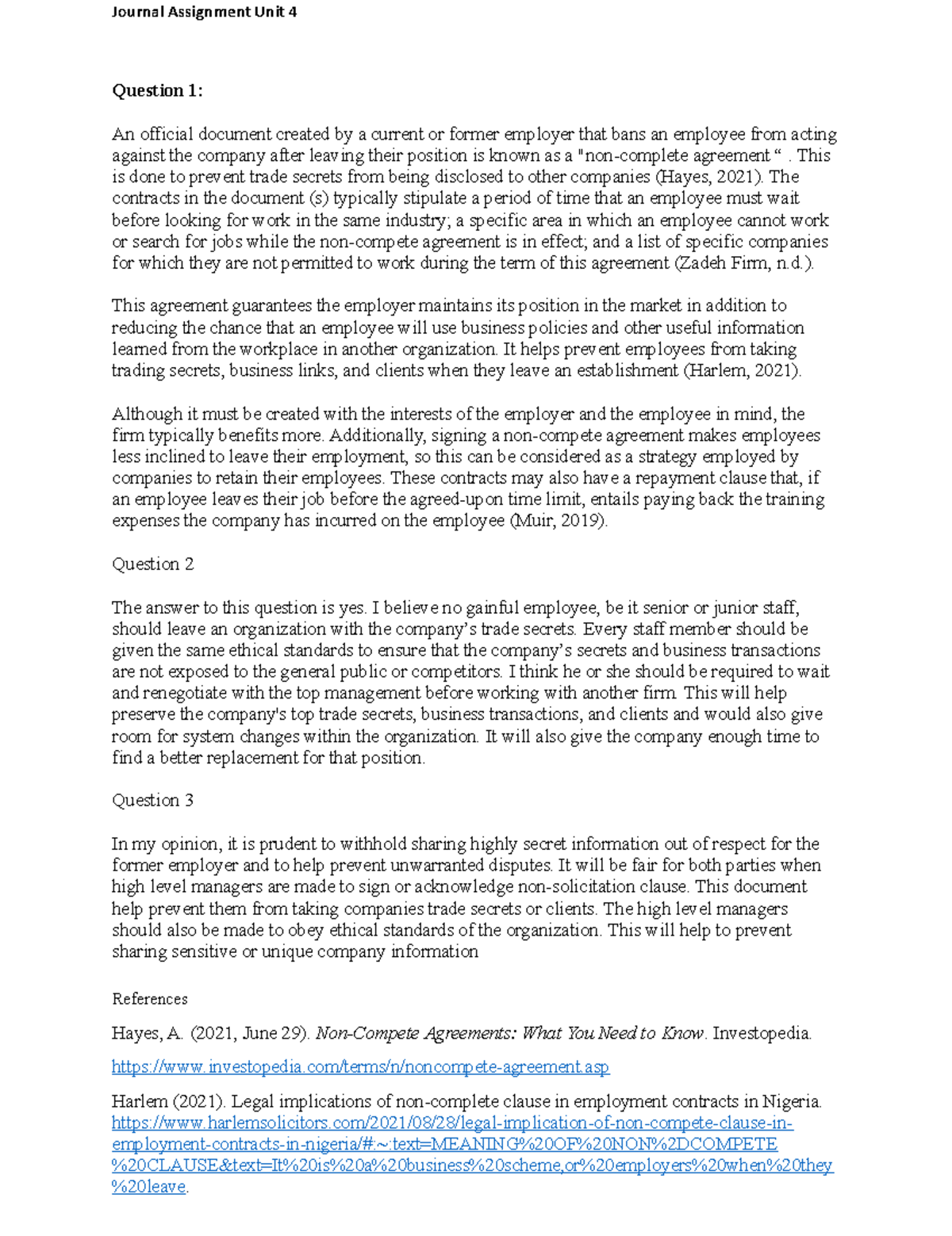 Journal Assignment unit 4 phil 1404 - Journal Assignment Unit 4 Question 1: An official document ...