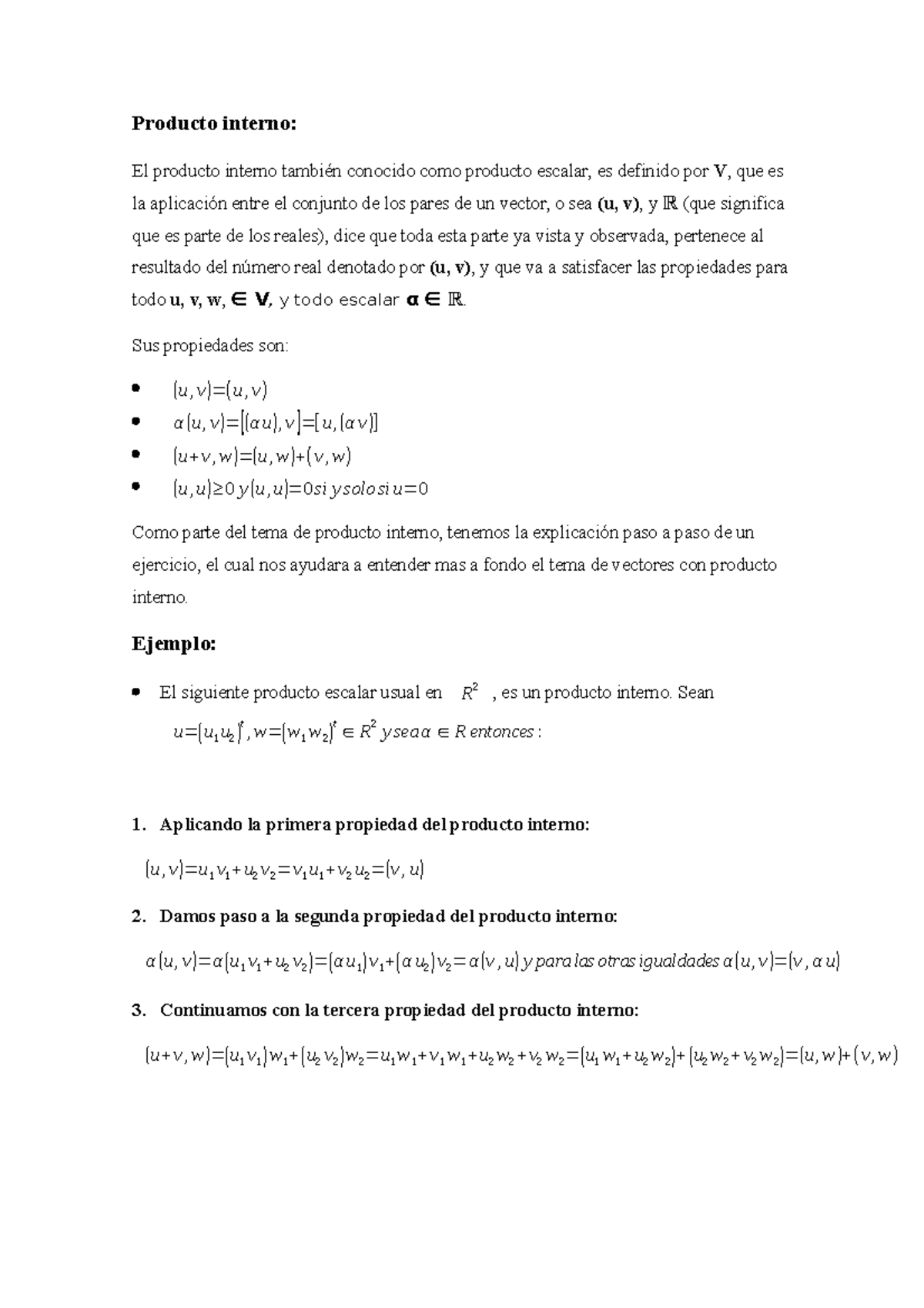 Producto Interno y Norma - Producto interno: El producto interno ...