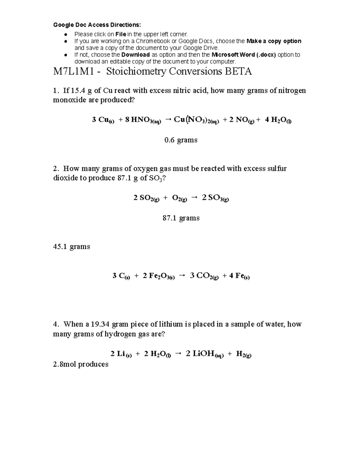 Copy of Module Seven Lesson One Assignment Beta - Google Doc Access ...
