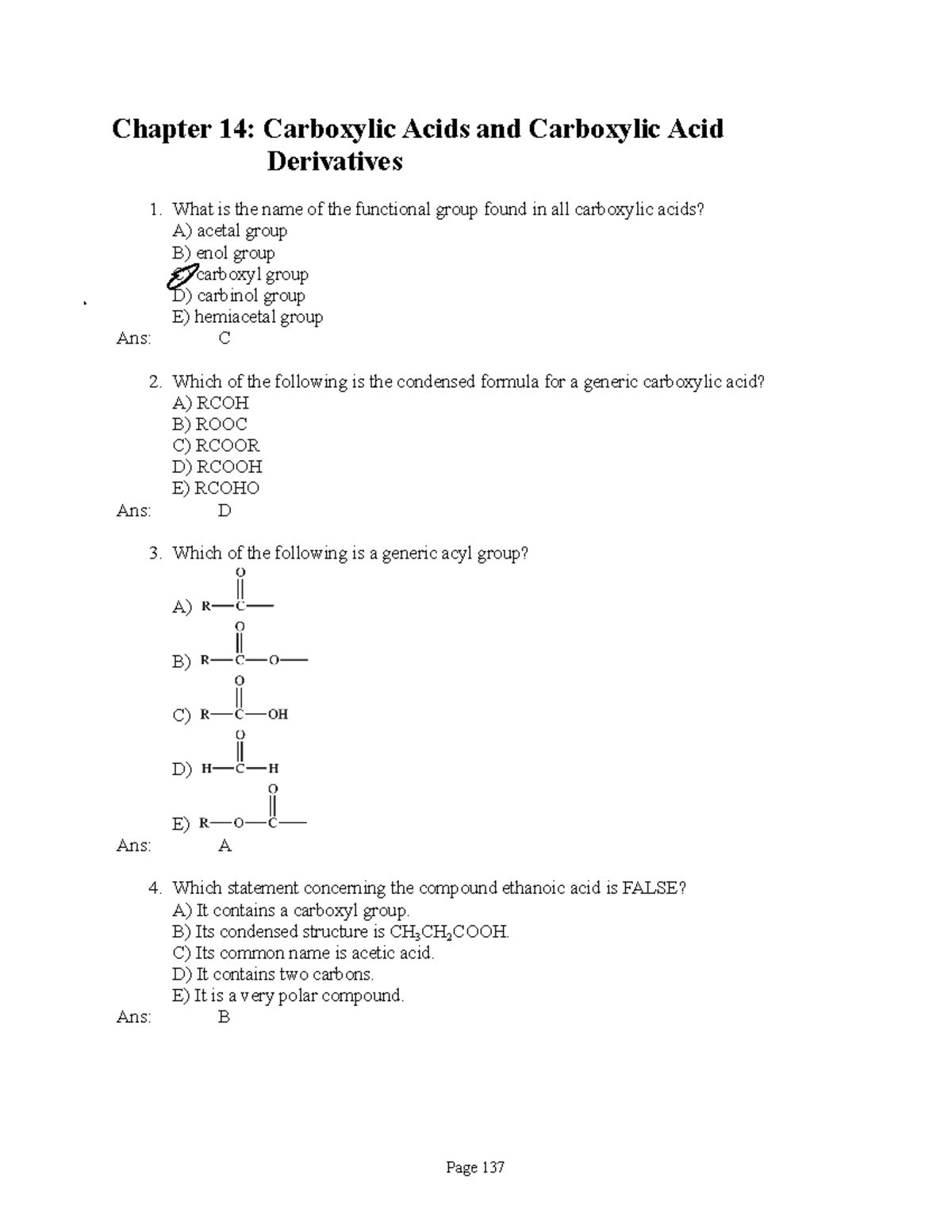 Chapter 14 Carboxylic Acids and Carboxylic Acid Derivatives JA edit ...