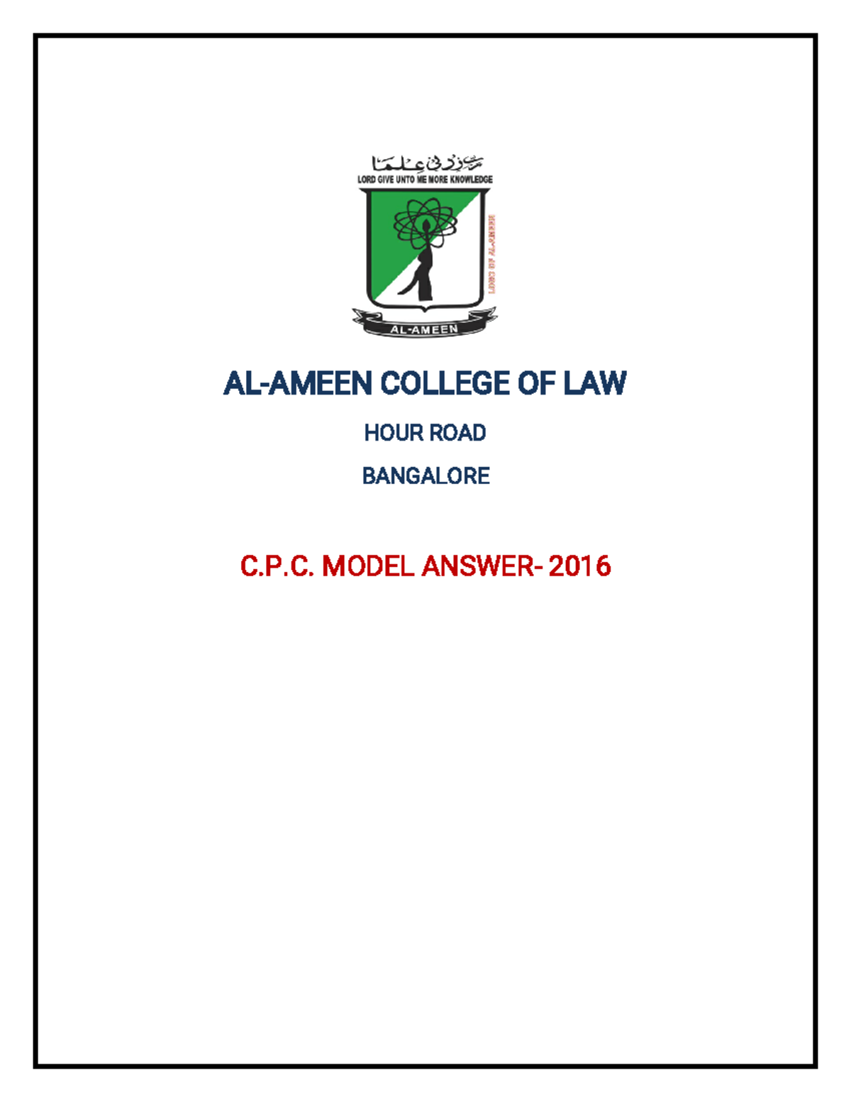 CPC, Al-Ameen College, Model Question paper 240314 171913 - AL ...