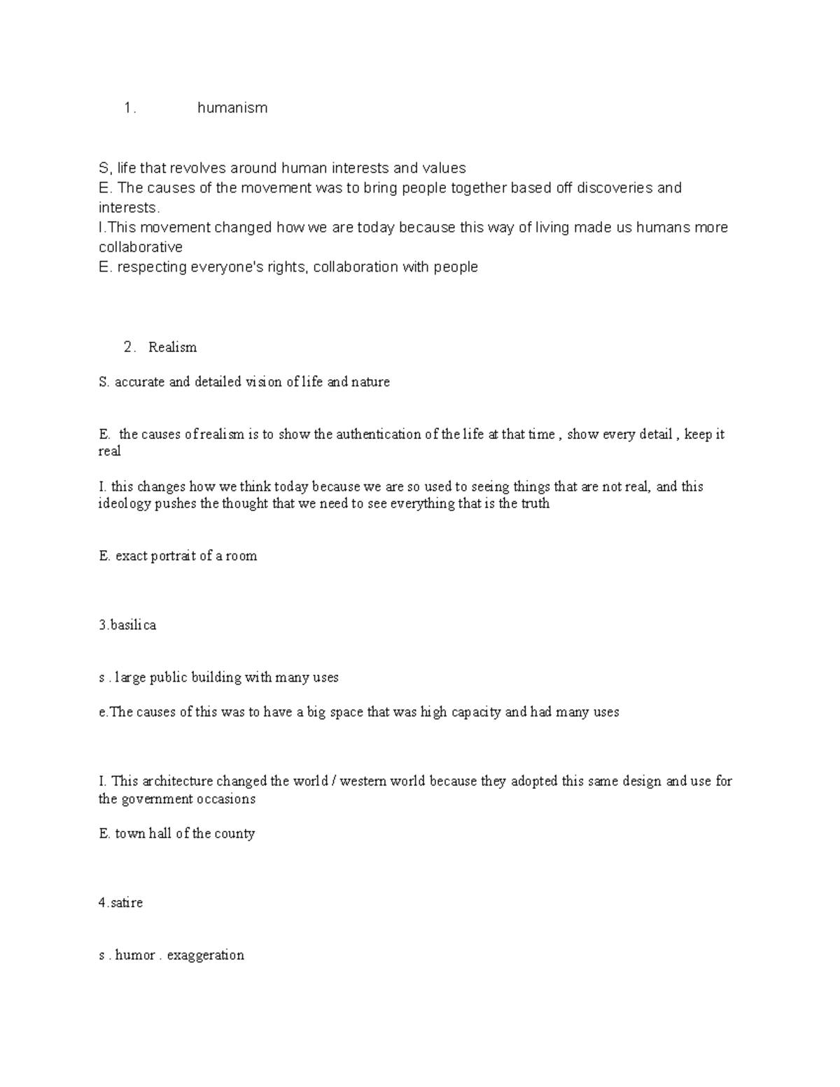 7 terms - Summary Introduction To Humanities - humanism S, life that ...