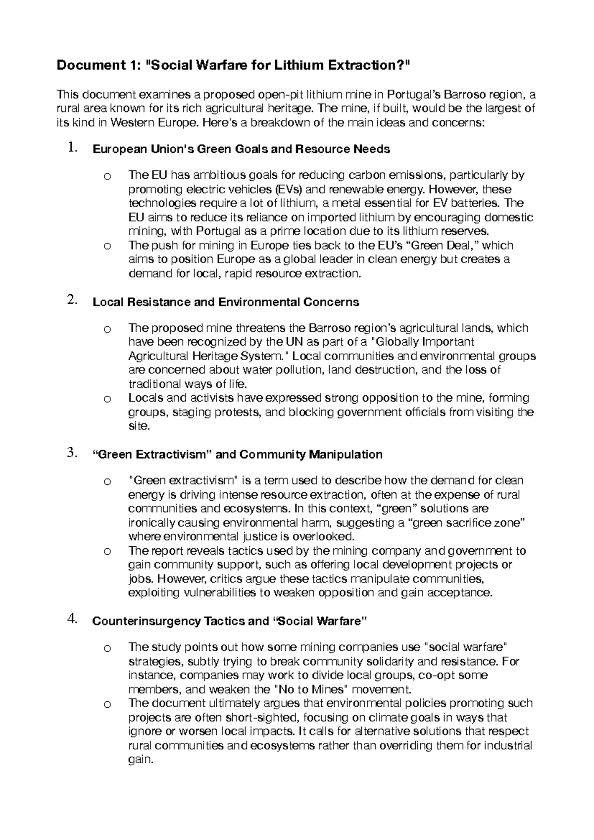 Required readings week 7 - Document 1: "Social Warfare for Lithium ...