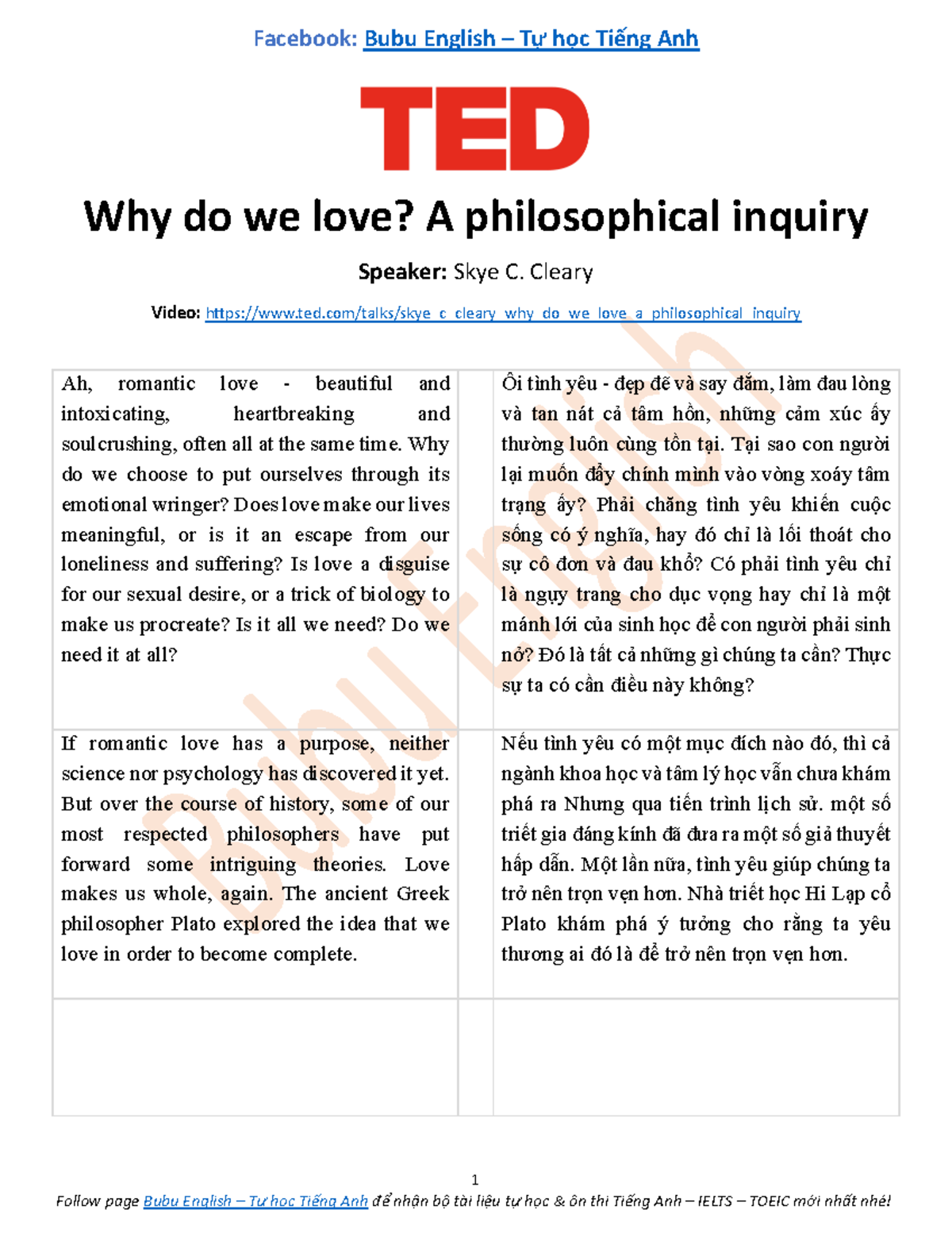 BÀI 6Why do we love. A philosophical inquiry - 1 Why do we love? A ...