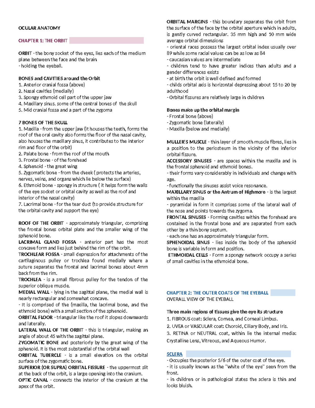 OAP Chapters 1-4 - ocular anatomy and physiology - OCULAR ANATOMY ...