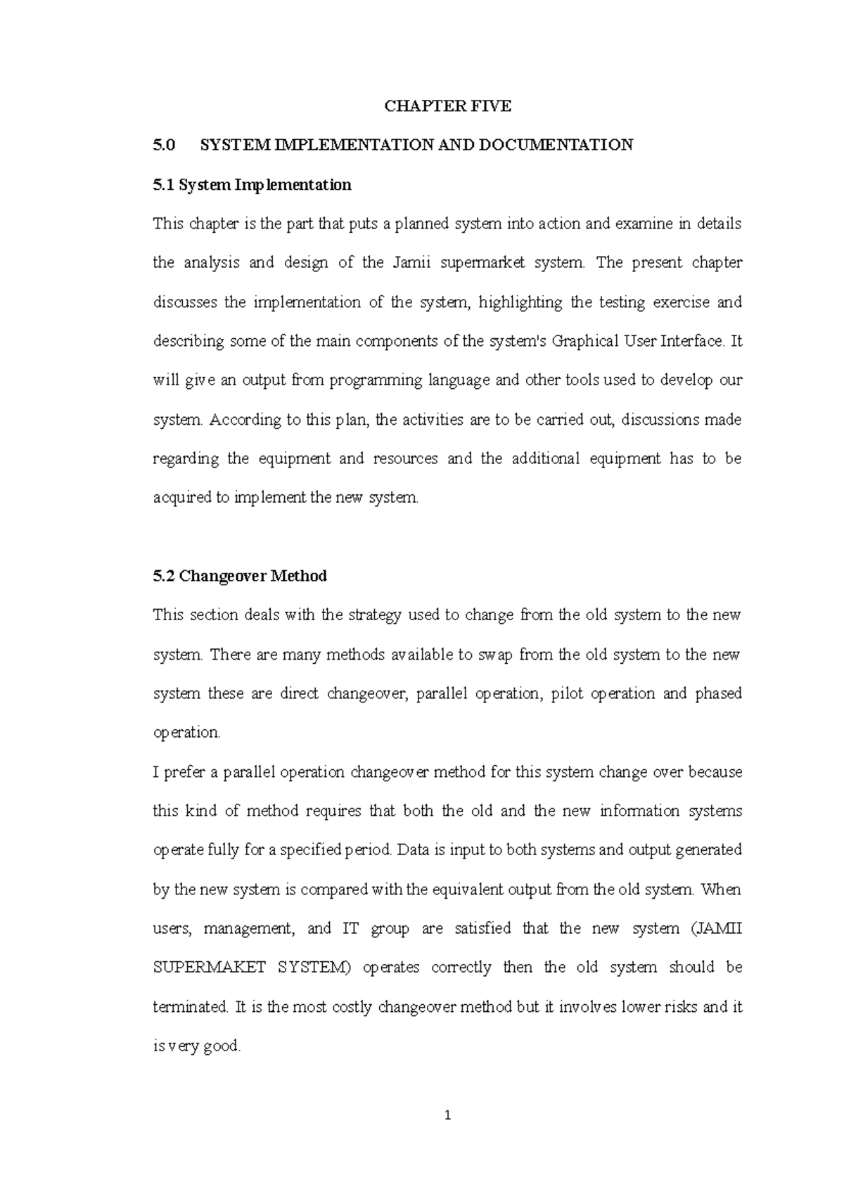 Chapter 5 - Project Documents - CHAPTER FIVE 5 SYSTEM IMPLEMENTATION ...