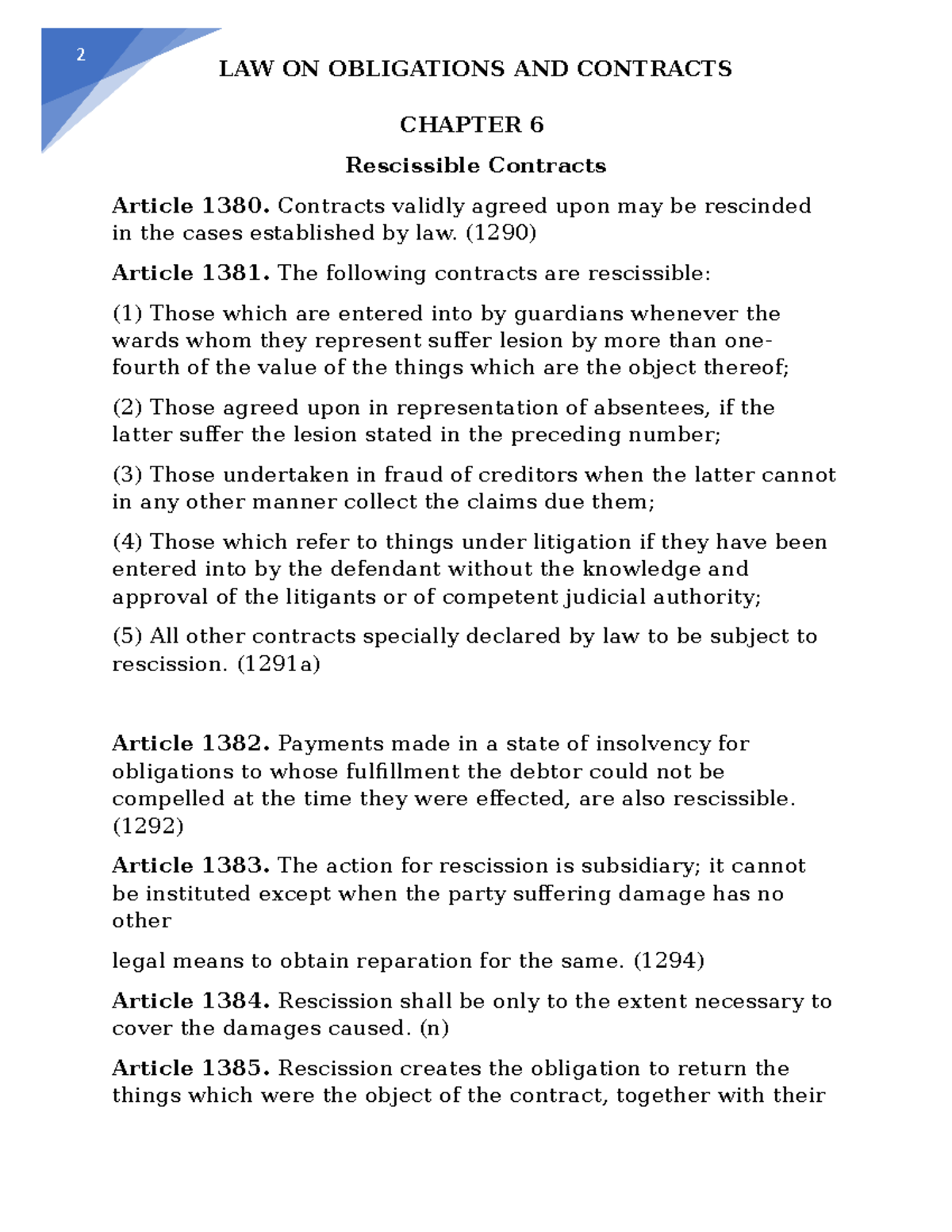 Module 8 FOUR Kinds OF Defective Contracts & Natural Obligations Codals - LAW ON OBLIGATIONS AND ...