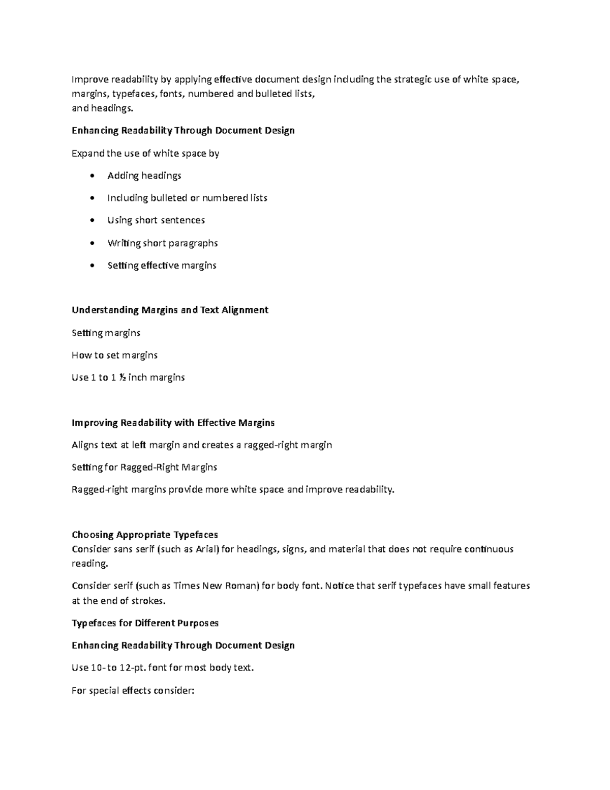 Lecture Notes 4 - Improve readability by applying effective document ...