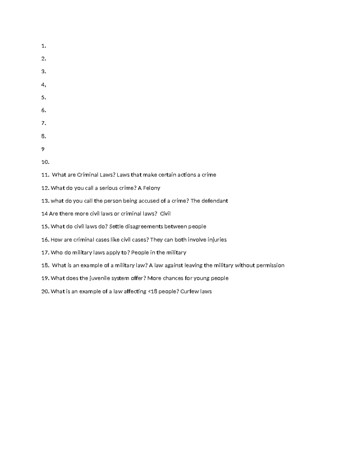 1 - ddd - 1. 2. 3. 4, 5. 6. 7. 8. 9 10. What are Criminal Laws? Laws ...