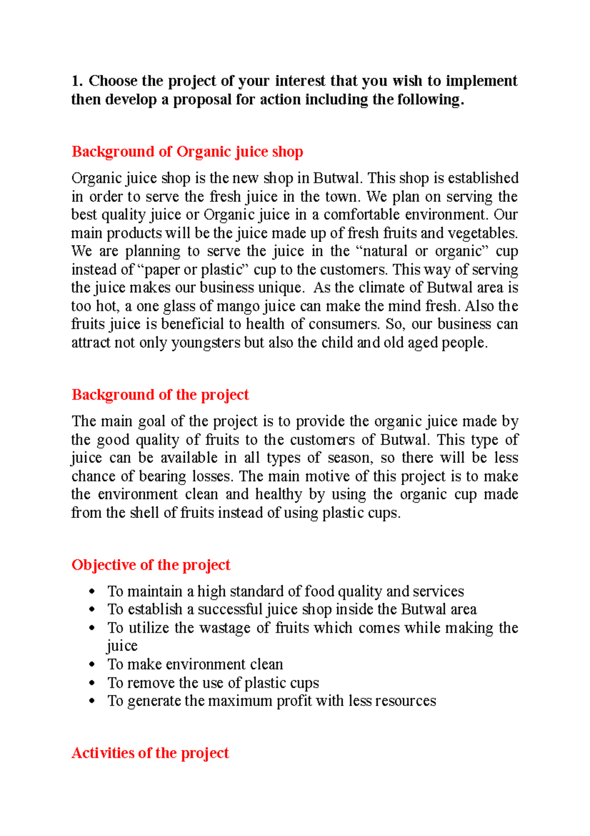 Project Proposal Sample - Choose the project of your interest that you ...