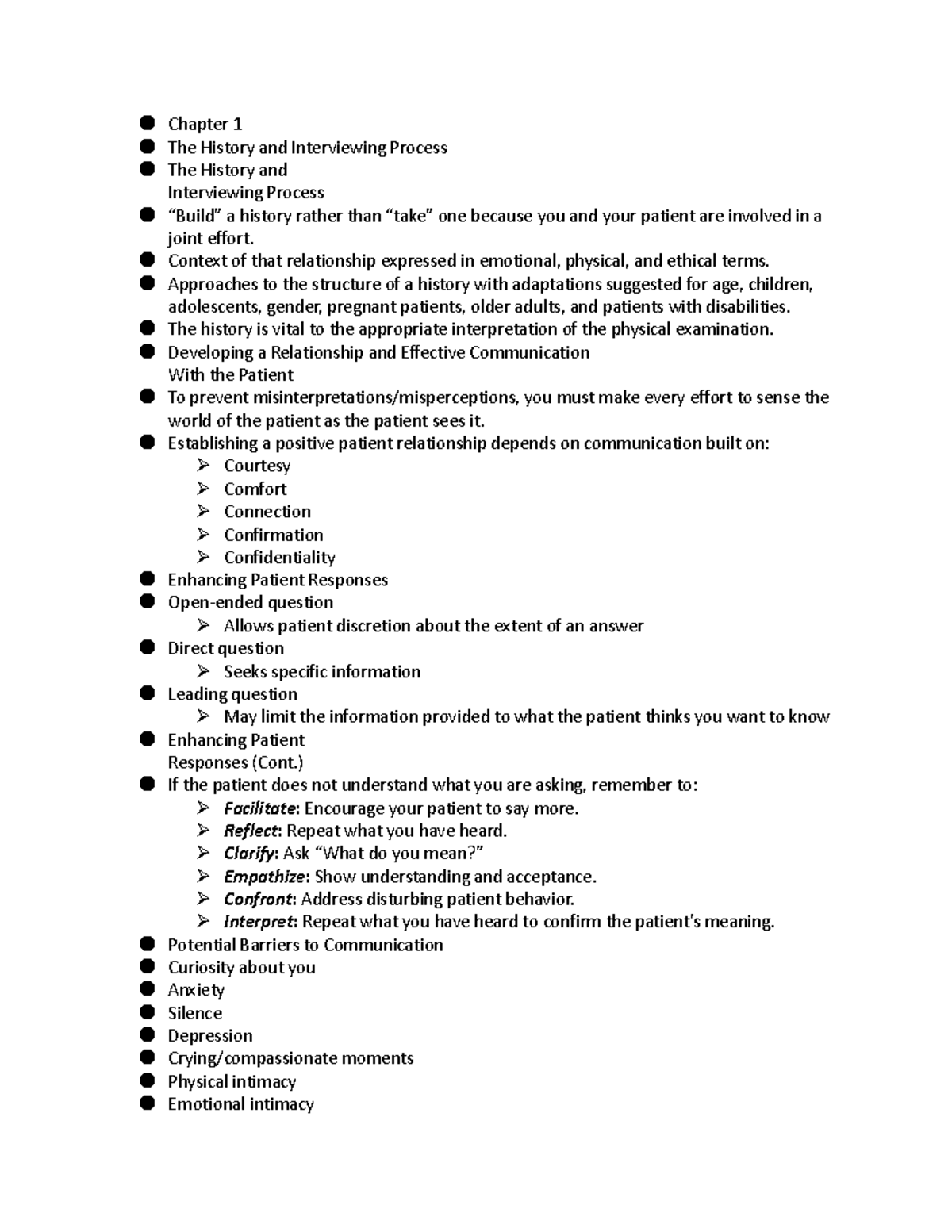 HAOutline - HA Outline - Chapter 1 The History and Interviewing Process ...