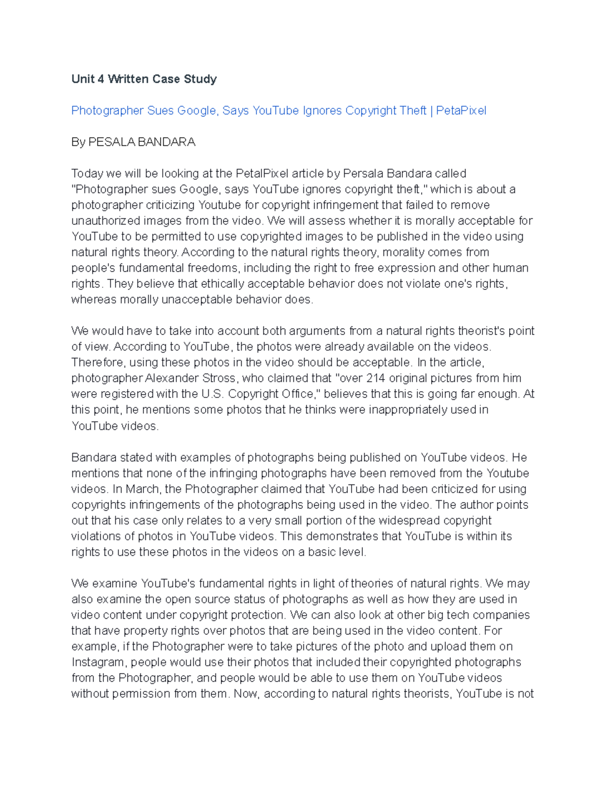 Unit 4 Written Case Study - Unit 4 Written Case Study Photographer Sues ...