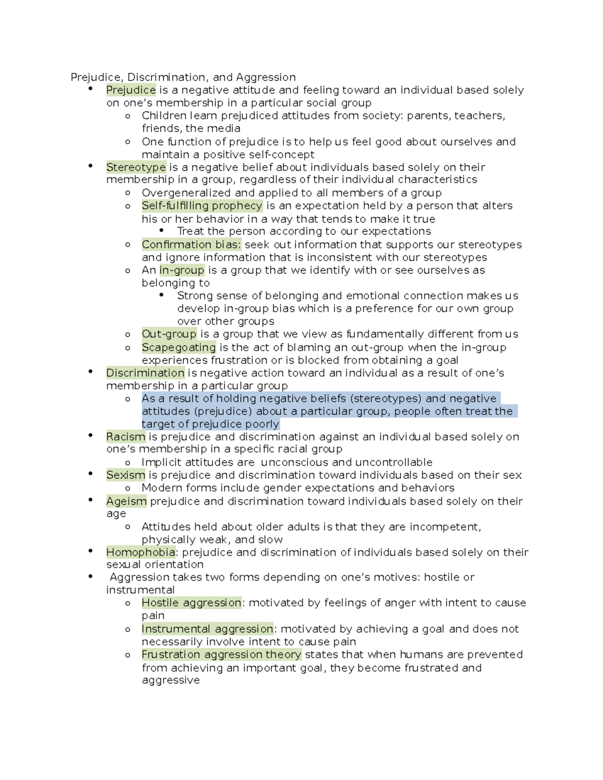 Prejudice, Discrimination, and Aggression - Prejudice, Discrimination ...