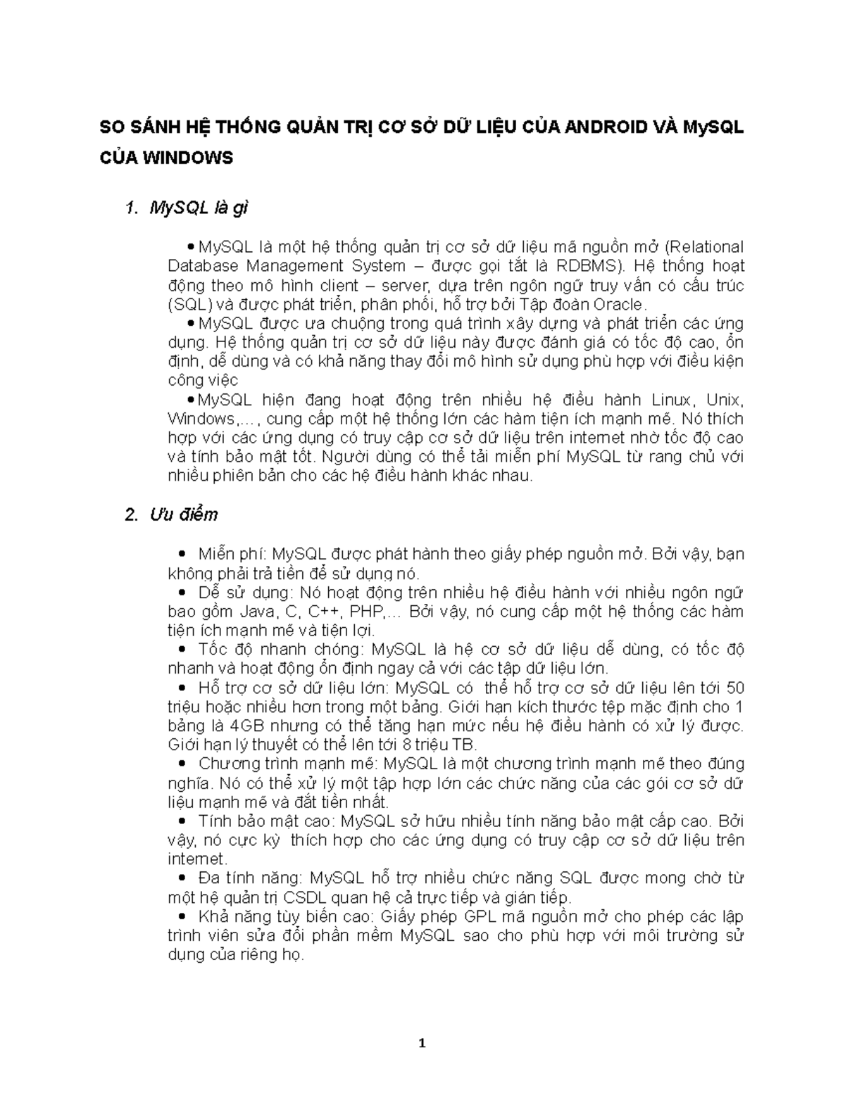 Phần 6-BTL HDH - Haylam - SO SÁNH HỆ THỐNG QUẢN TRỊ CƠ SỞ DỮ LIỆU CỦA ANDROID VÀ MySQL CỦA ...