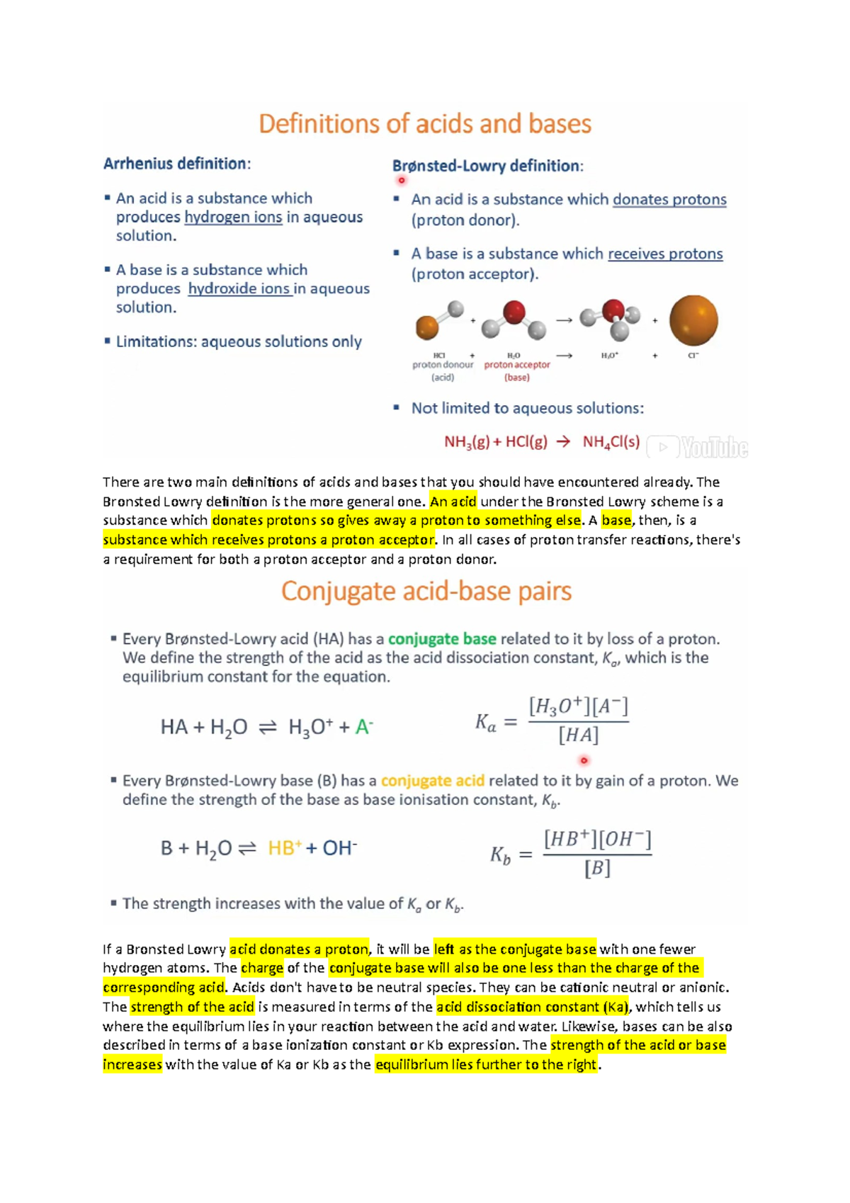 4 Acids and Bases - A bunch of the lecture slides with additional notes ...