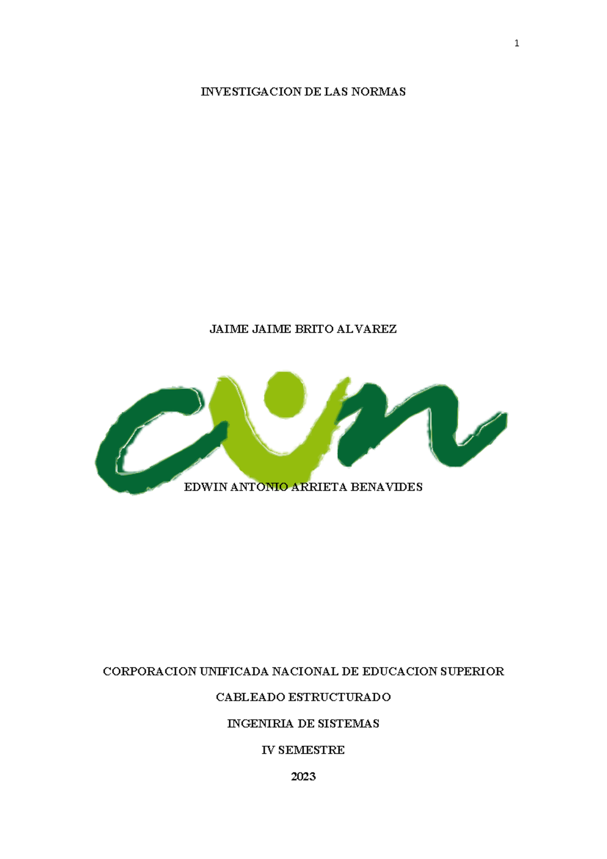 Actividad DE Cableado - Jaime Brito - INVESTIGACION DE LAS NORMAS JAIME ...