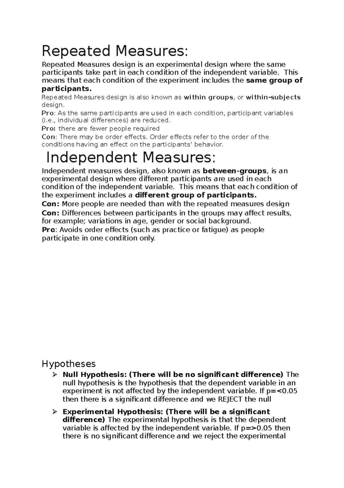 Main Lectures for EDA exam - Repeated Measures: Repeated Measures ...
