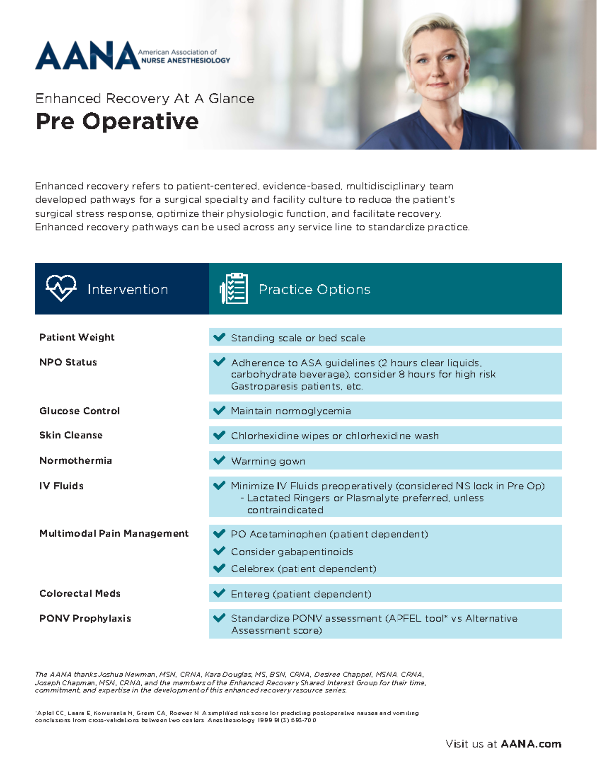 Eras-pre-operative - Intervention Practice Options Patient Weight NPO ...