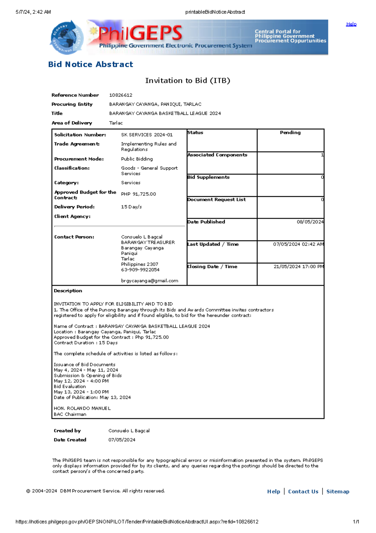 Cayanga basketball league 2024 - Bid Notice Abstract Invitation to Bid ...