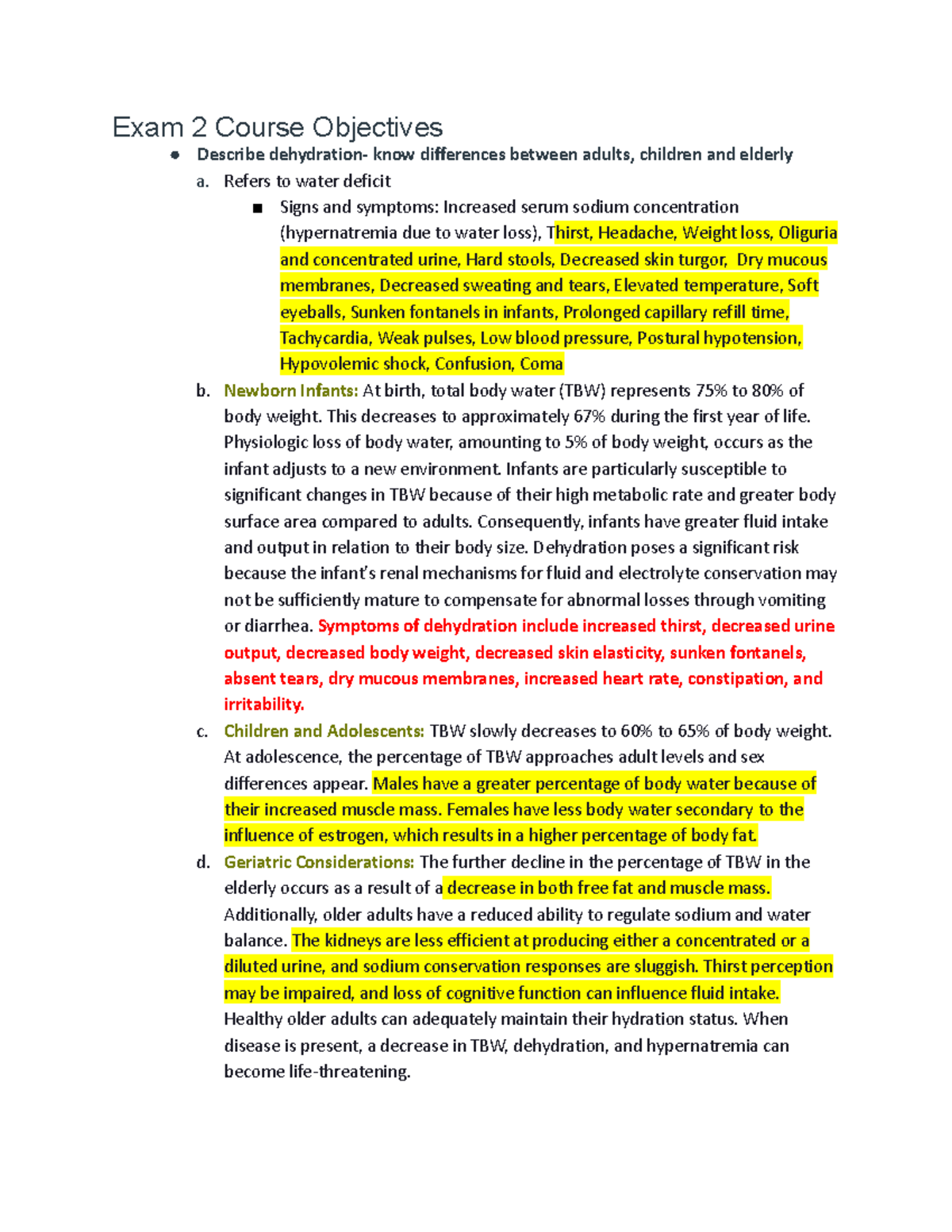 Exam 2 objectives - Notes - NURS 517 - Yale - Studocu