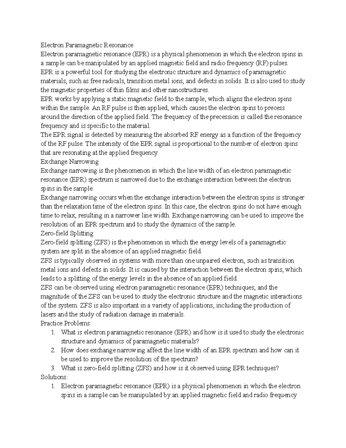 29 - Electron Paramagnetic Resonance Exchange Narrowing Zero-field ...