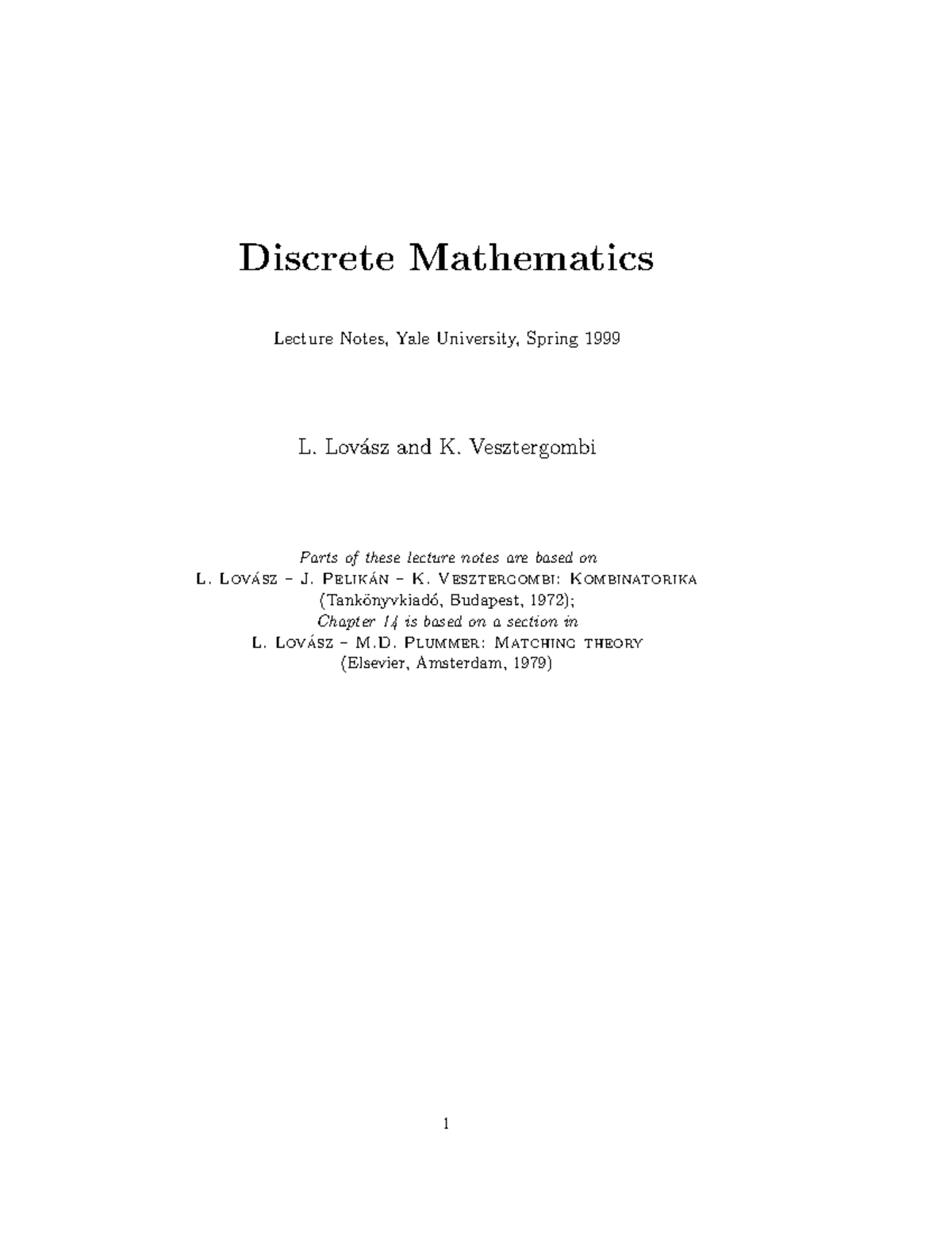 Discrete Math Book Discrete Mathematics Lecture Notes Yale