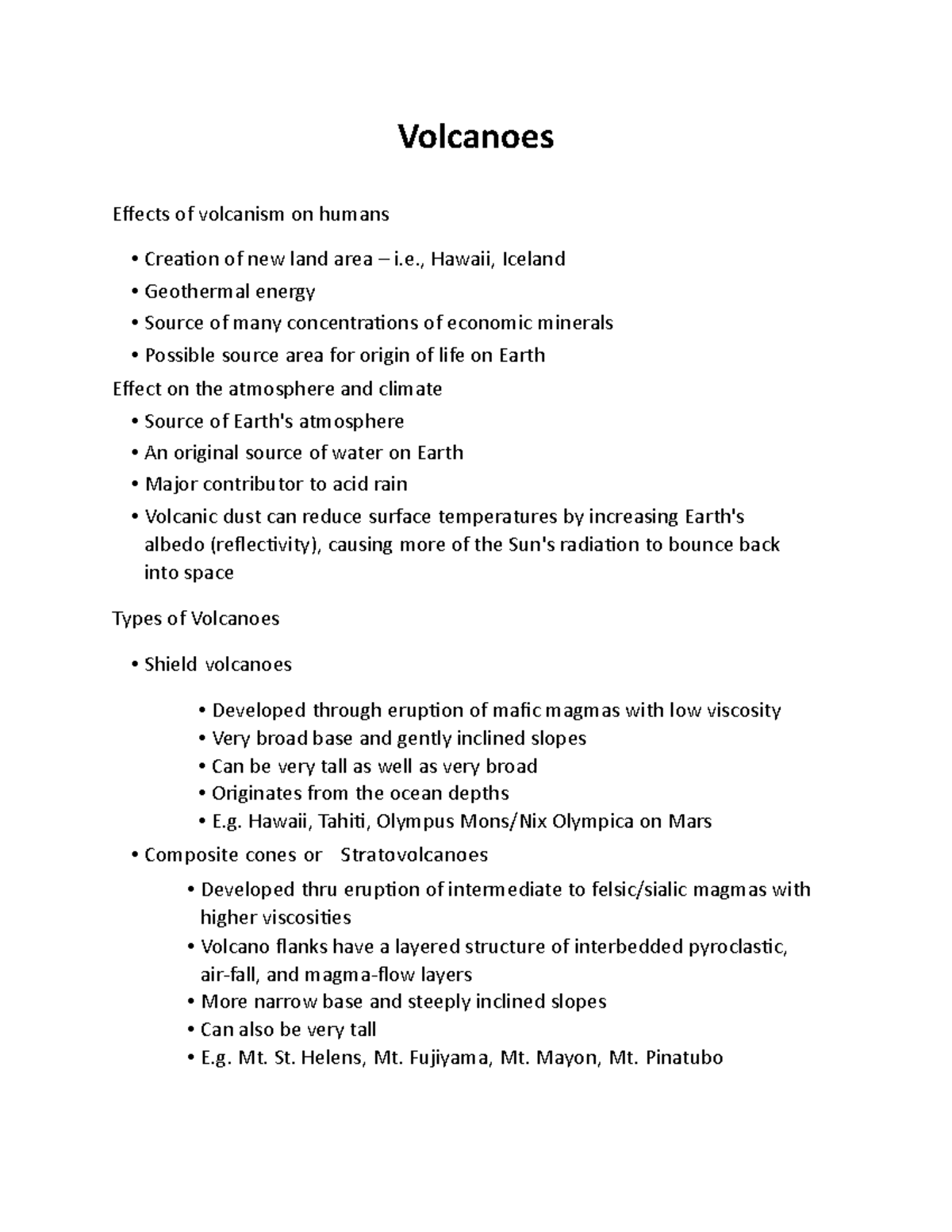 Volcanoes Summary - Volcanoes Effects of volcanism on humans Creation ...