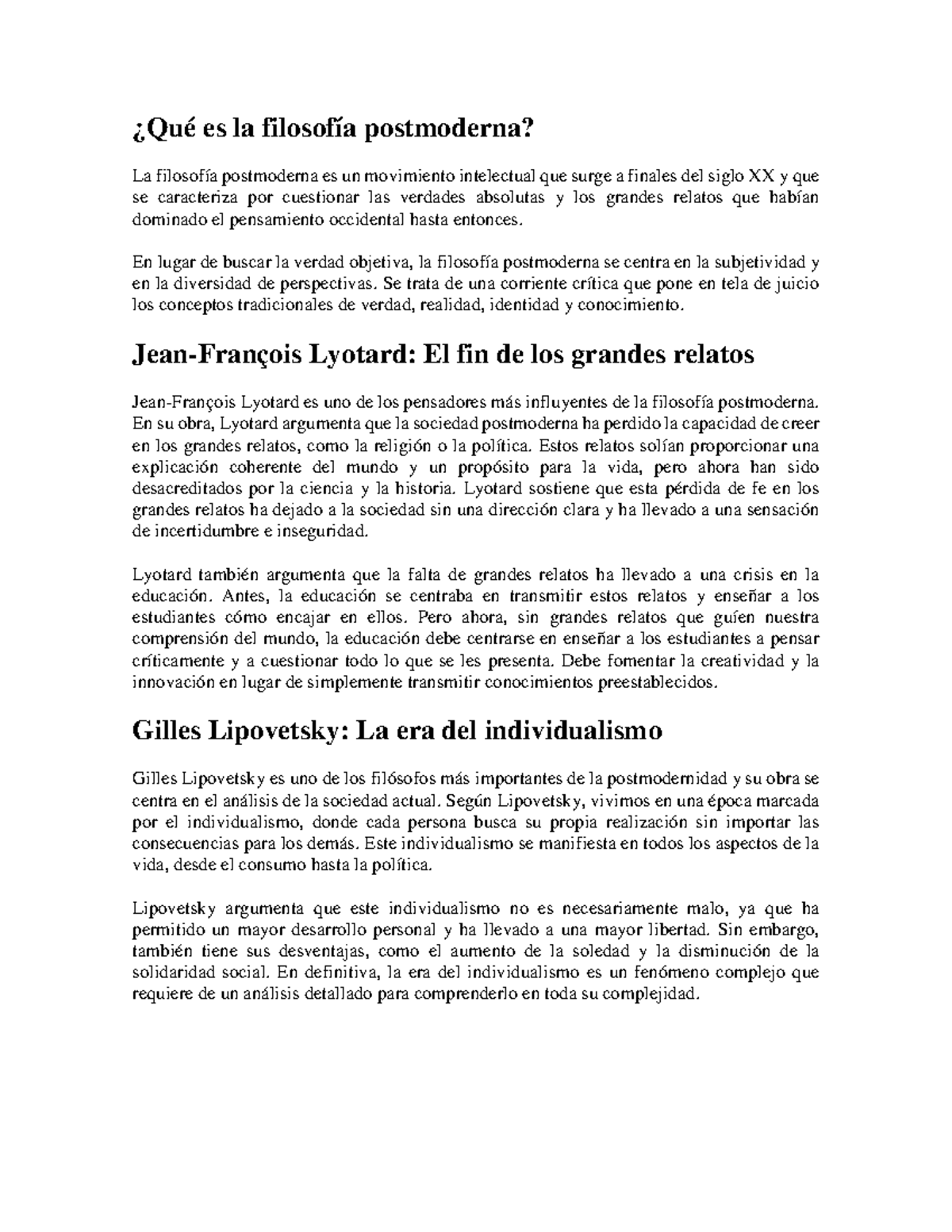 Filosofia Postmoderna - ¿Qué es la filosofía postmoderna? La filosofía ...